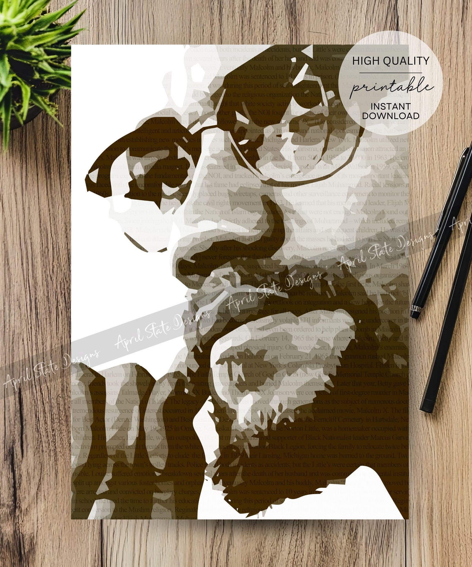 Malcolm X Icon Printable Art - Black Activist African American Wall Art ...