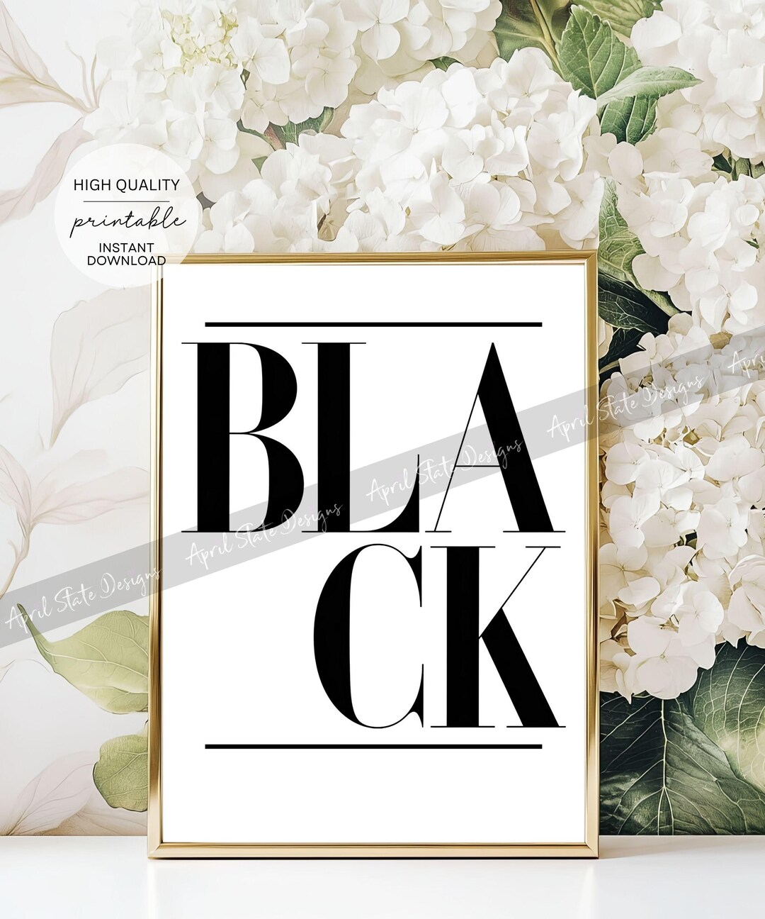Modern Black Letter Typography Printable Art - Simple Modern African ...
