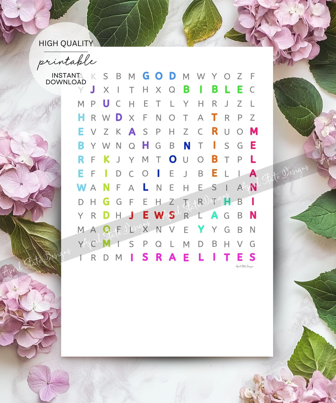 Bible Word Search Printable Art - Hebrew Israelite Religious Faith ...