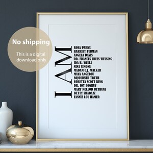 Female Civil Rights Art, Printable Art, Black Art Matters, I Am Black ...