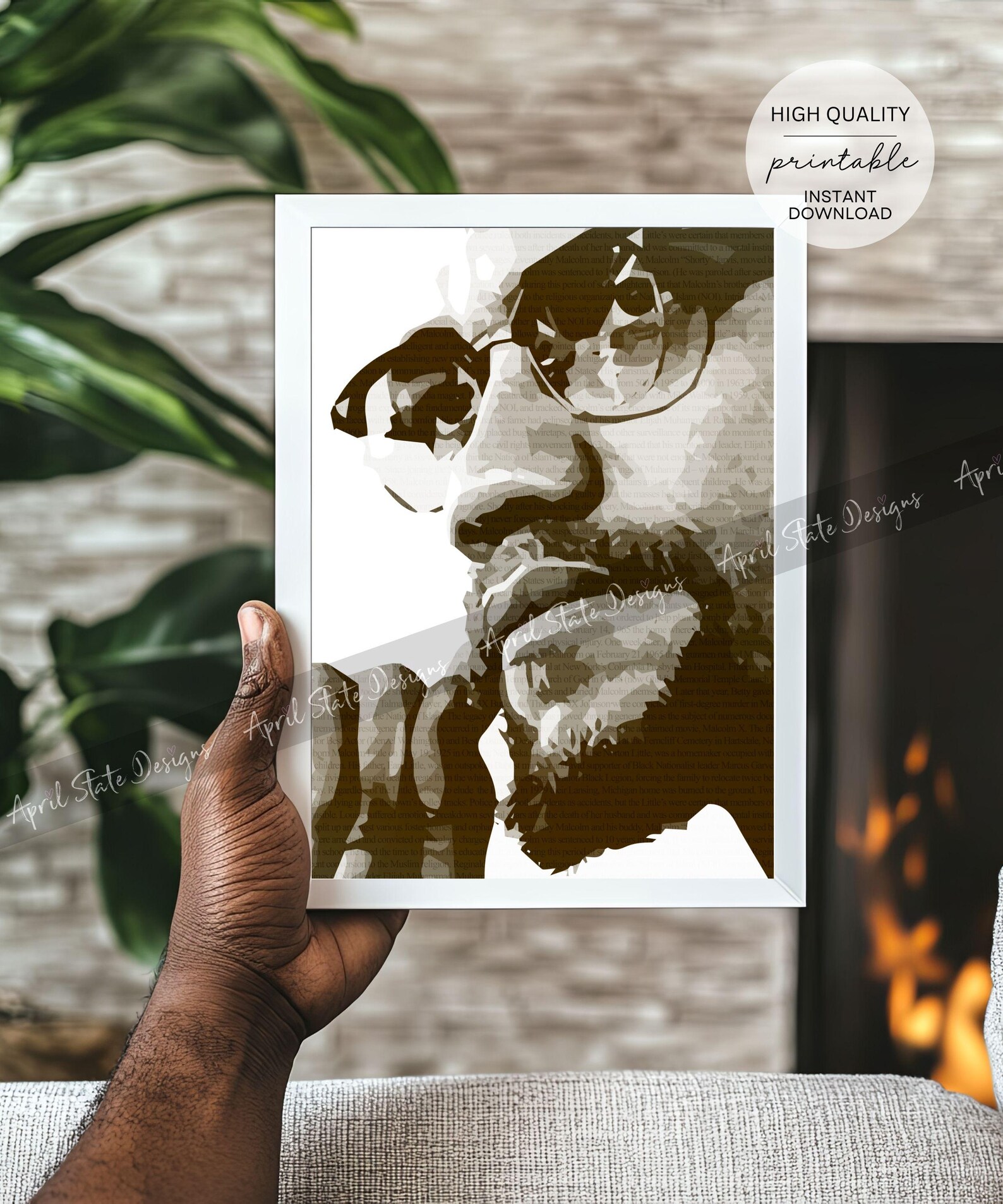 Malcolm X Icon Printable Art - Black Activist African American Wall Art ...