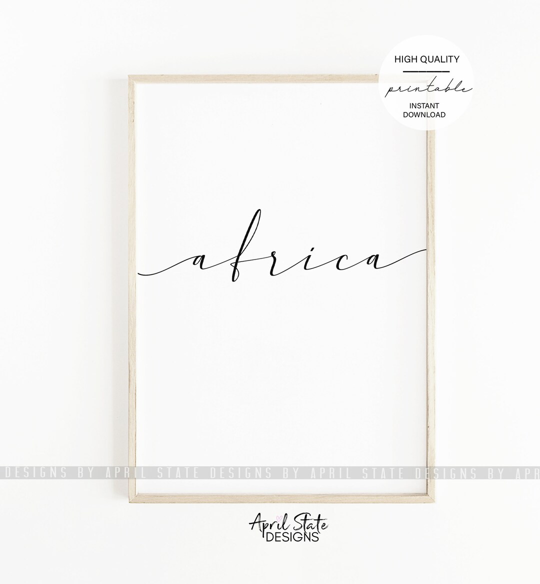Africa Print Printable Art Cursive Typography Africa Decor - Etsy