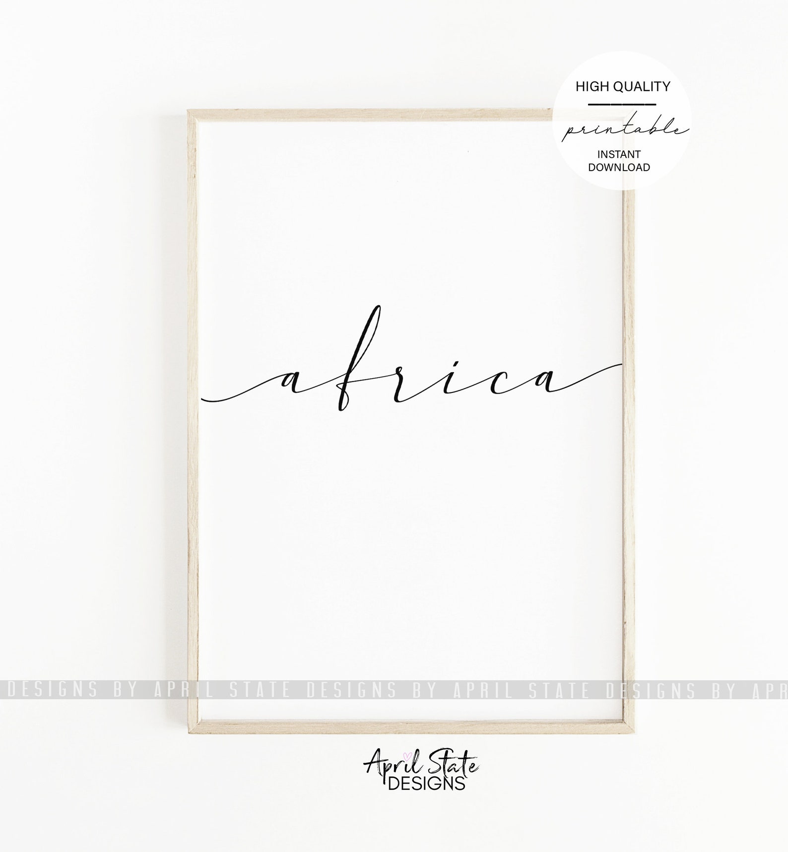 Africa Print Printable Art Cursive Typography Africa Decor - Etsy