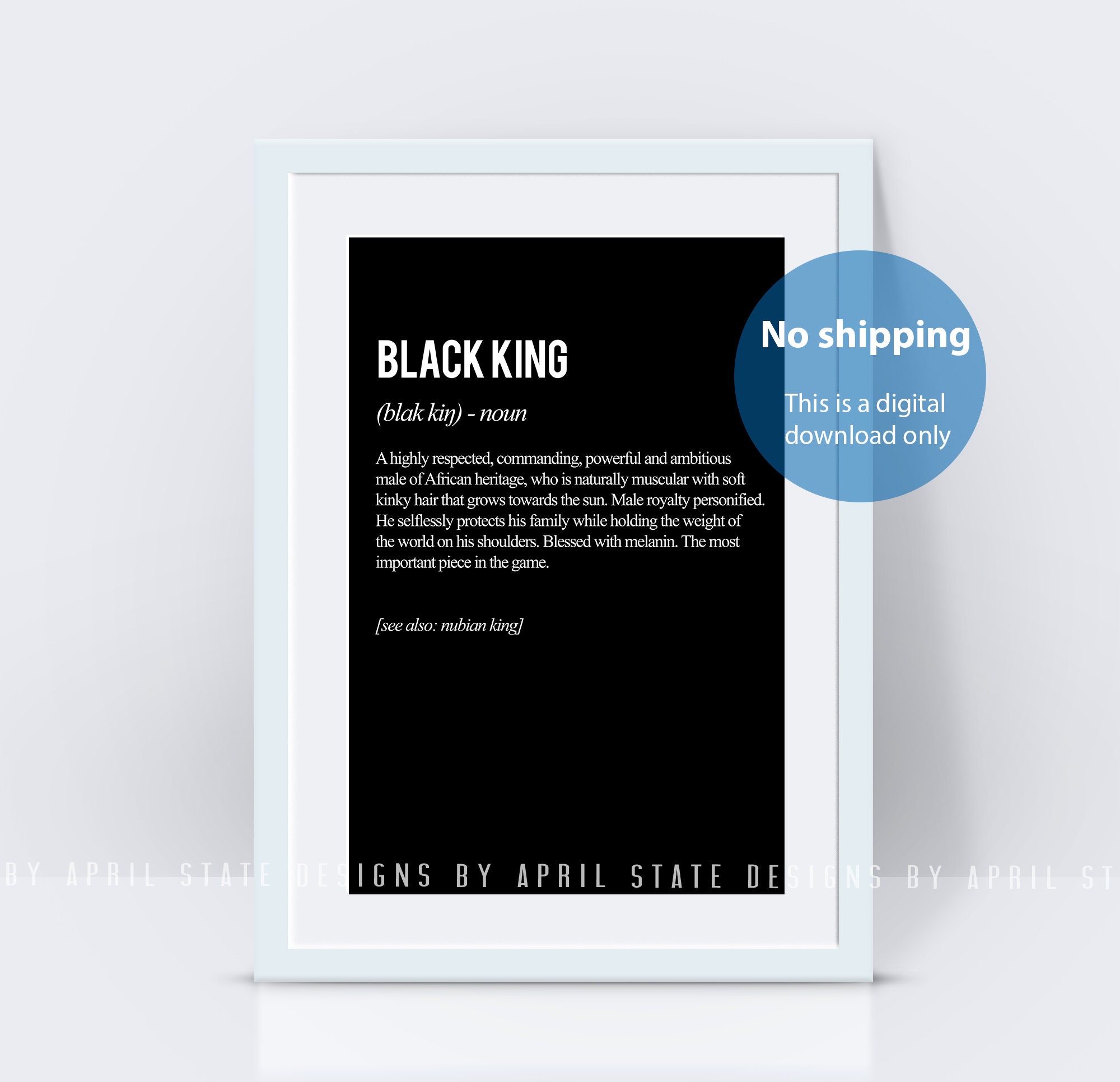 Black King Definition Print Art Print black fathers matter | Etsy