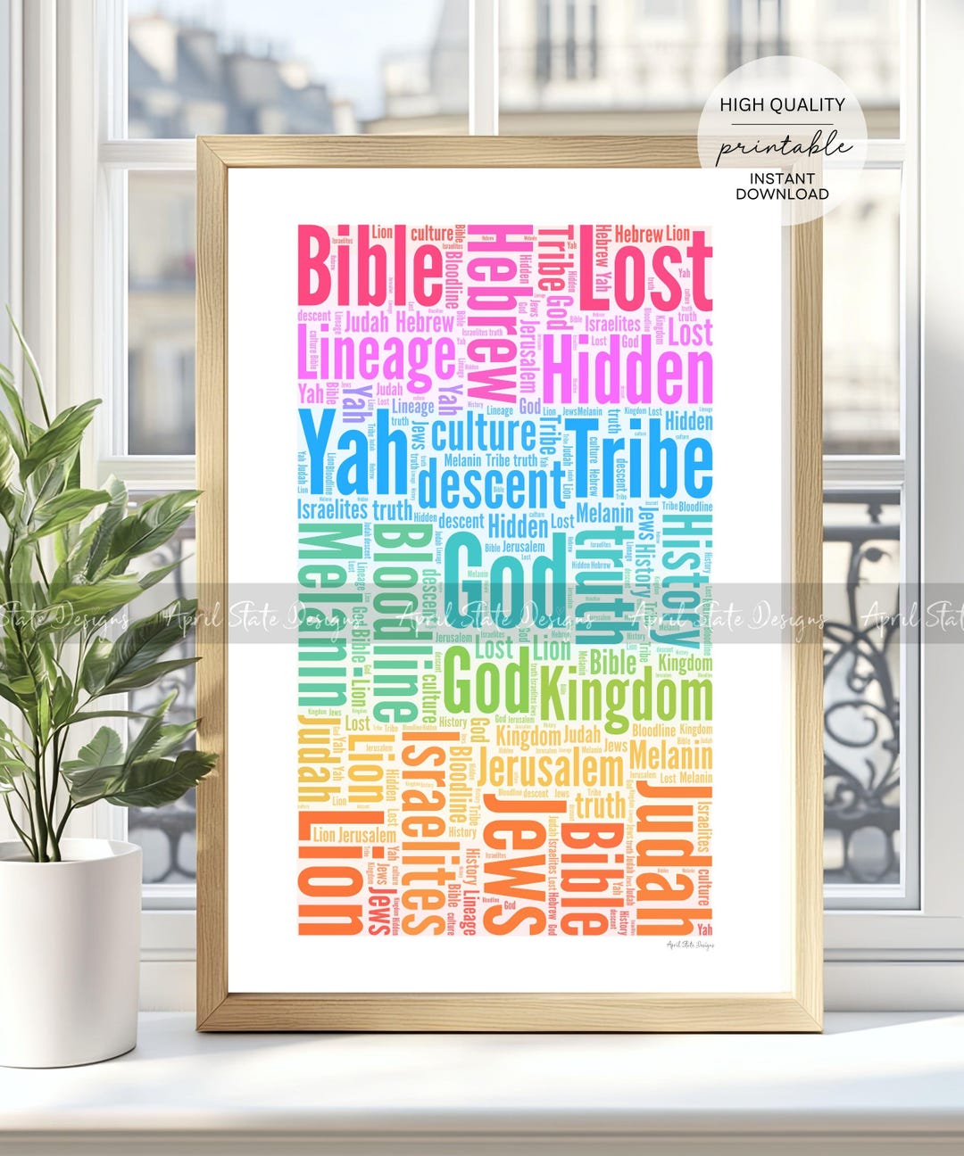 Colorful Lost Tribe of Israel Typography Printable Art - Biblical Word ...