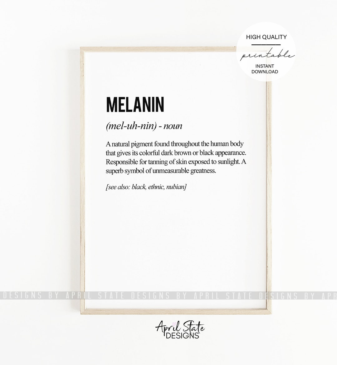 Melanin Definition Print, Black Art, African American Art, Black ...