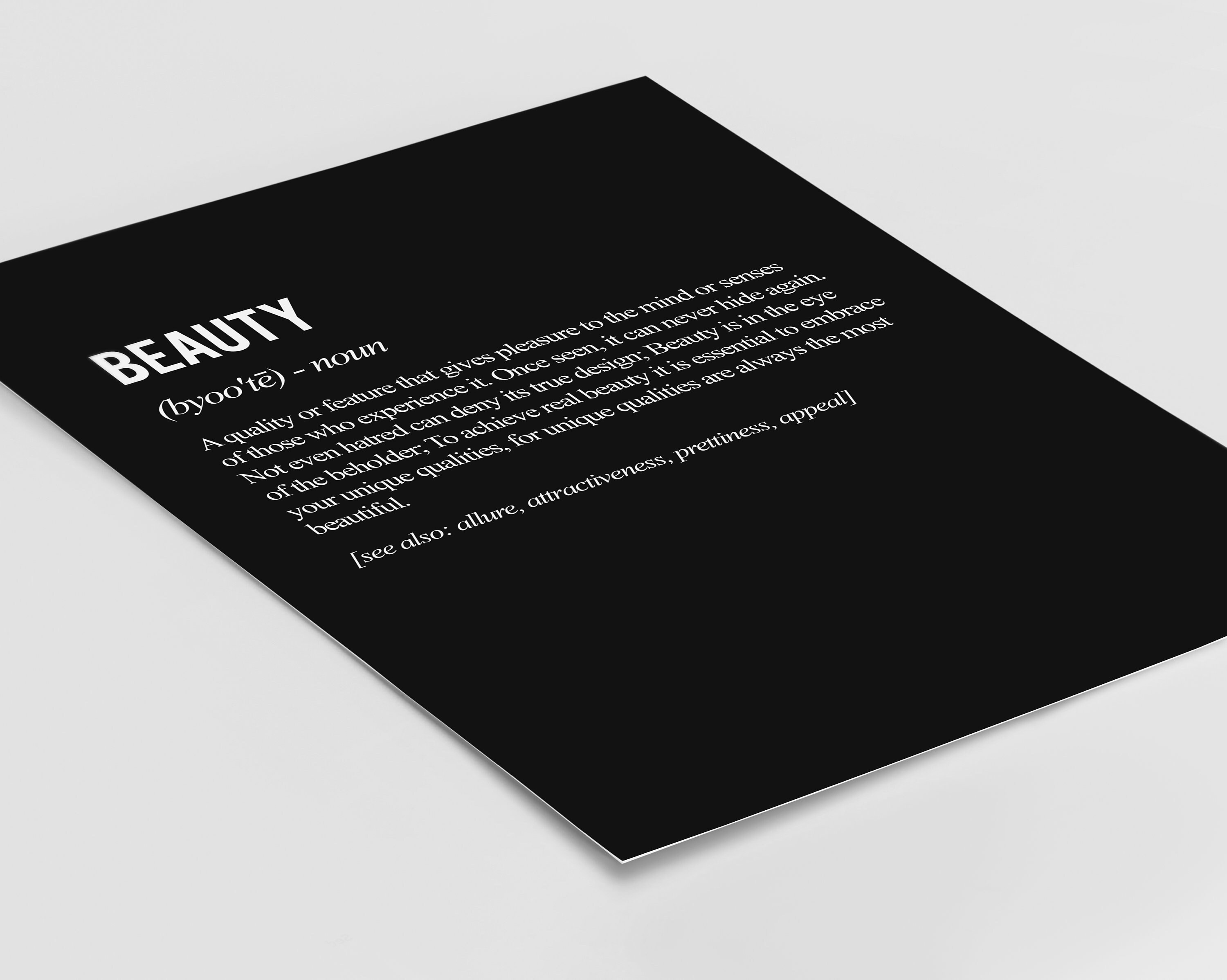 Beauty Definition Print Gorgeous Wall Art Powder Room Print - Etsy