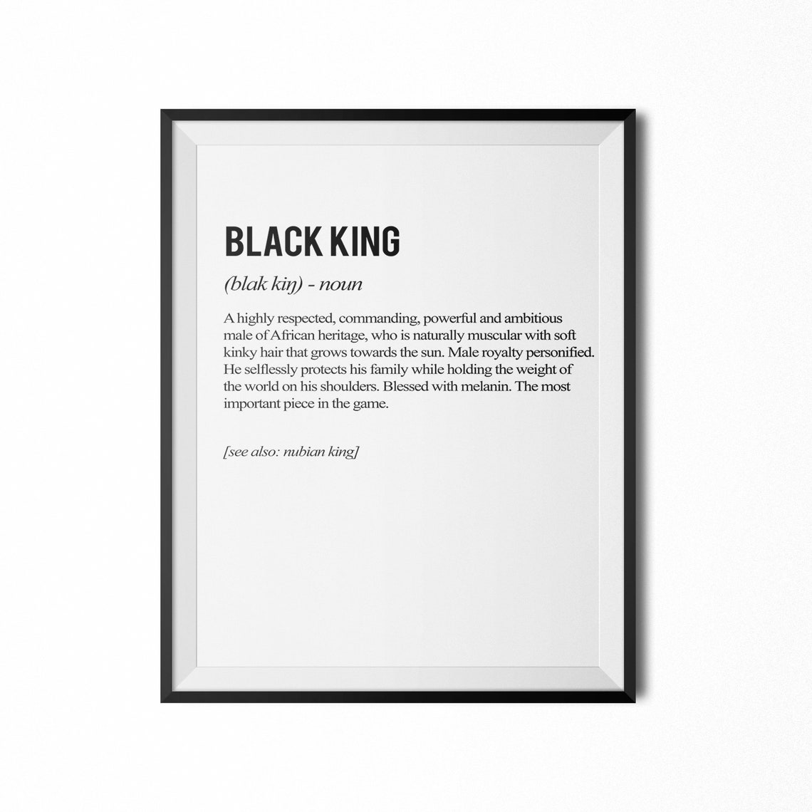 Black King Definition Print Art Print Black Fathers Matter | Etsy