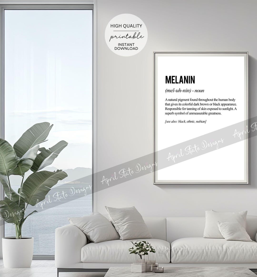 Melanin Definition Printable Art - African-american Black Wall Art ...