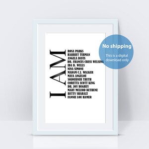 Female Civil Rights Art, Printable Art, Black Art Matters, I Am Black ...