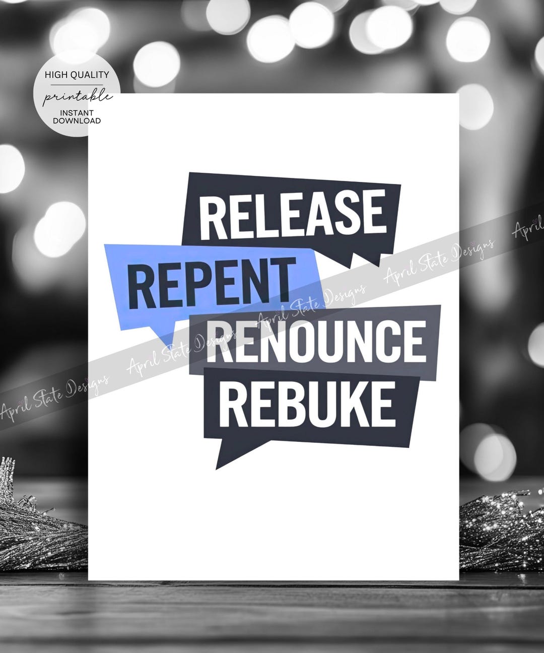 Release Repent Renounce Rebuke Printable Art - Inspirational Christian ...