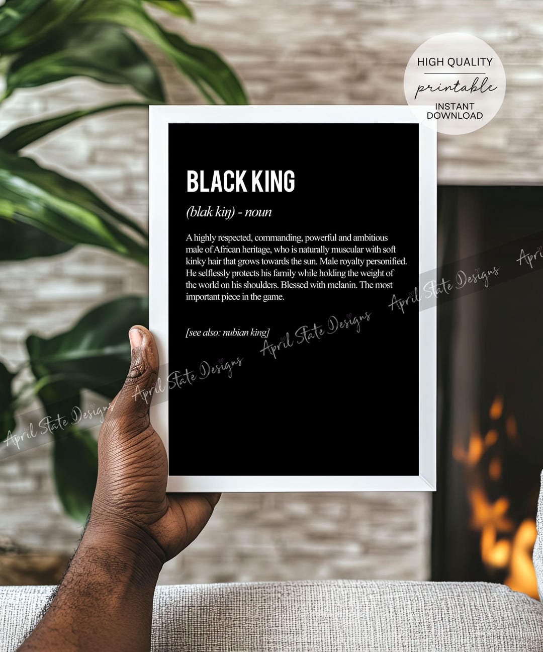 Black King Definition Printable Art - Melanin-inspired Empowering ...