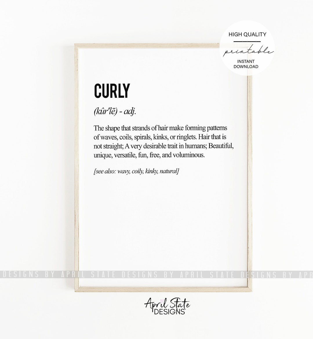 Curly Definition Printable Art Natural Hair Art Wavy - Etsy