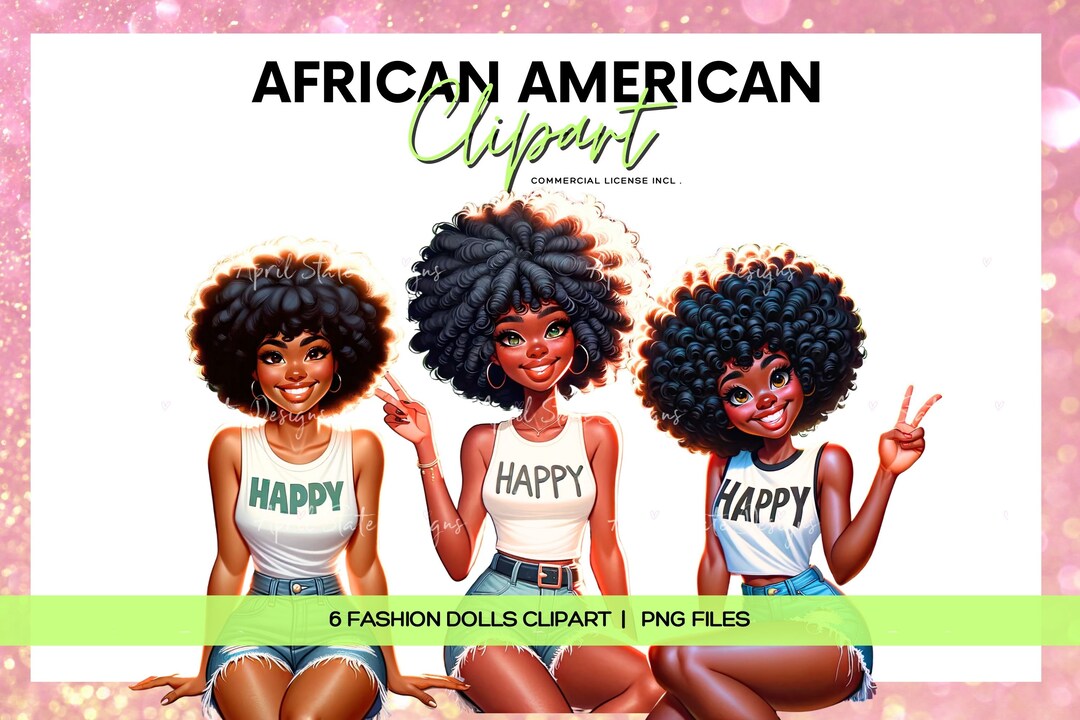 Black Woman Clipart, Happy Girl Clipart, African American Girl Clipart ...