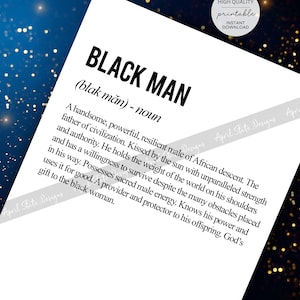 Black Man Definition Printable Art - Empowering Inspirational African ...
