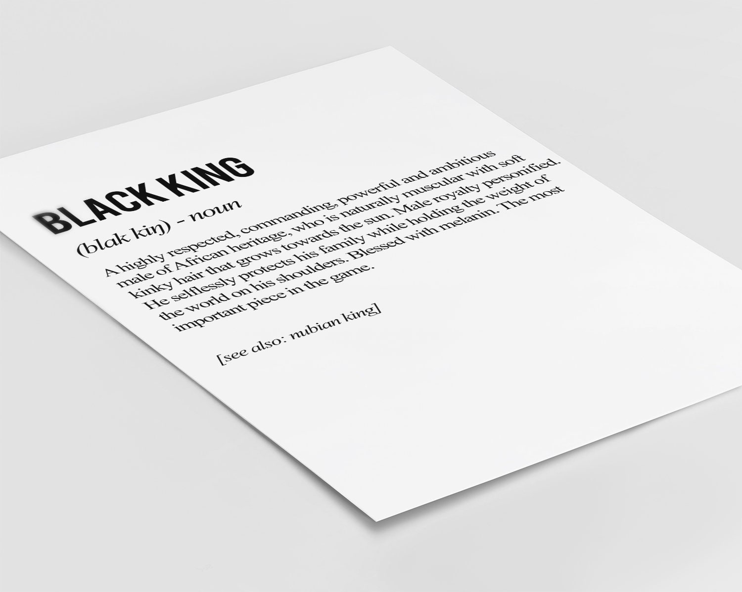 Black King Definition Print Art Print Black Fathers Matter | Etsy