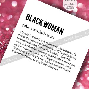 Black Woman Definition Printable Art - Black African-american Melanin ...