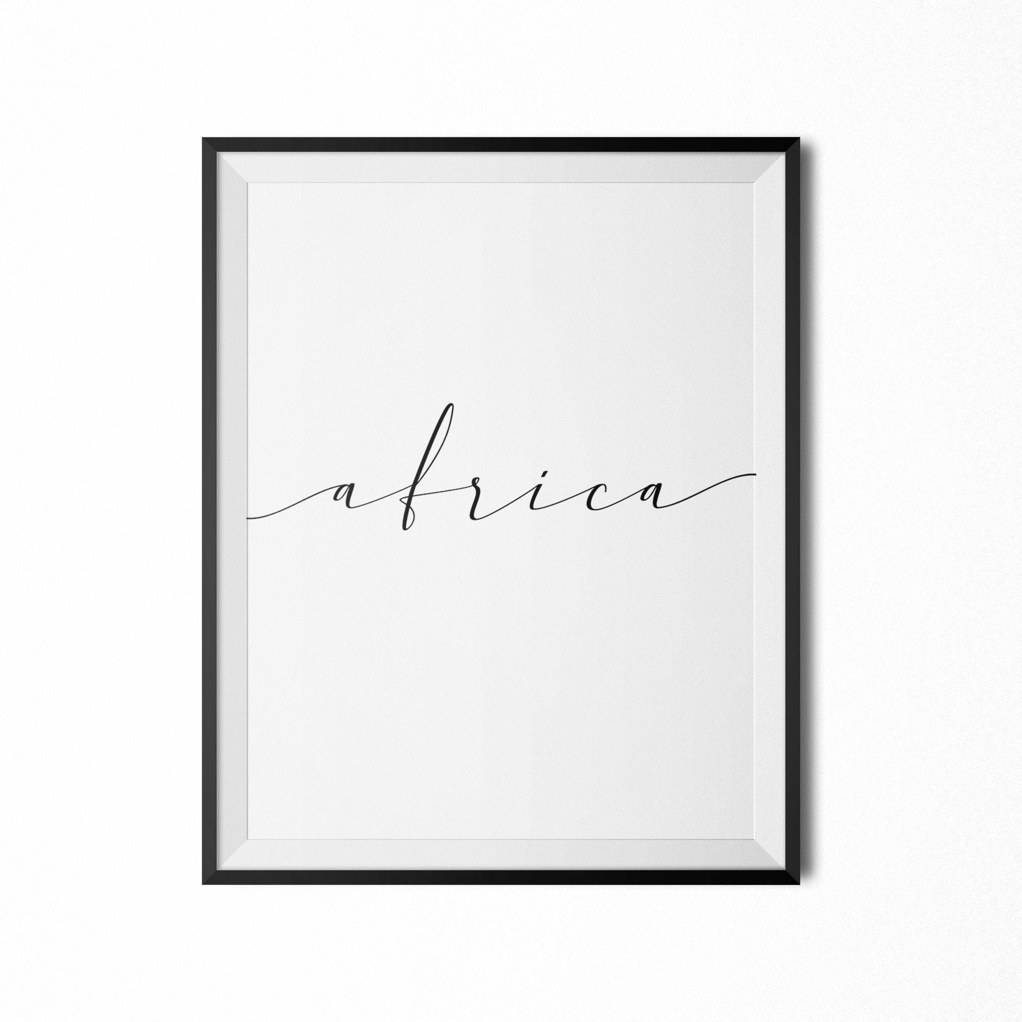 Africa Print Printable Art Cursive Typography Africa Decor | Etsy