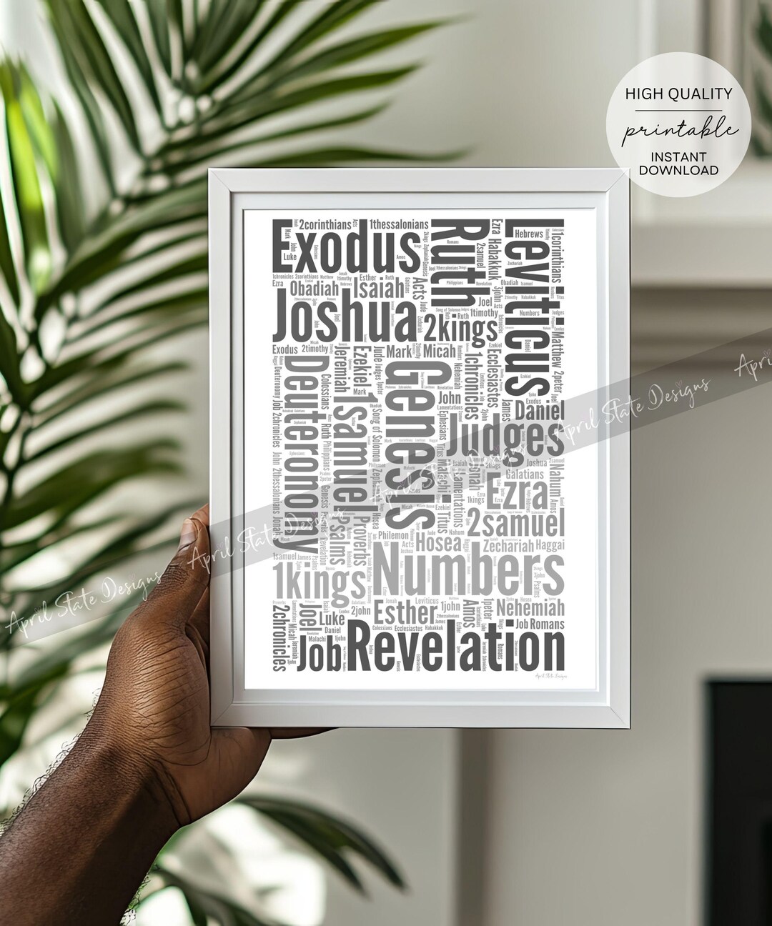 Bible Books Typography Printable Word Cloud Art - Minimalist Christian ...