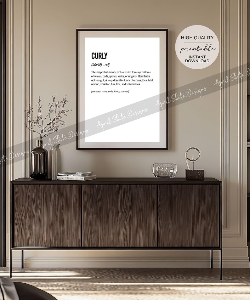 Curly Hair Definition Printable Art - African American Black Wall Art ...