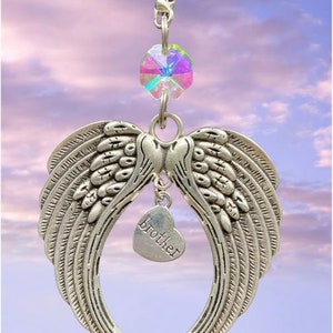 Brother Memorial Suncatcher Guardian Angel Wings for Car Charm Loss of ...