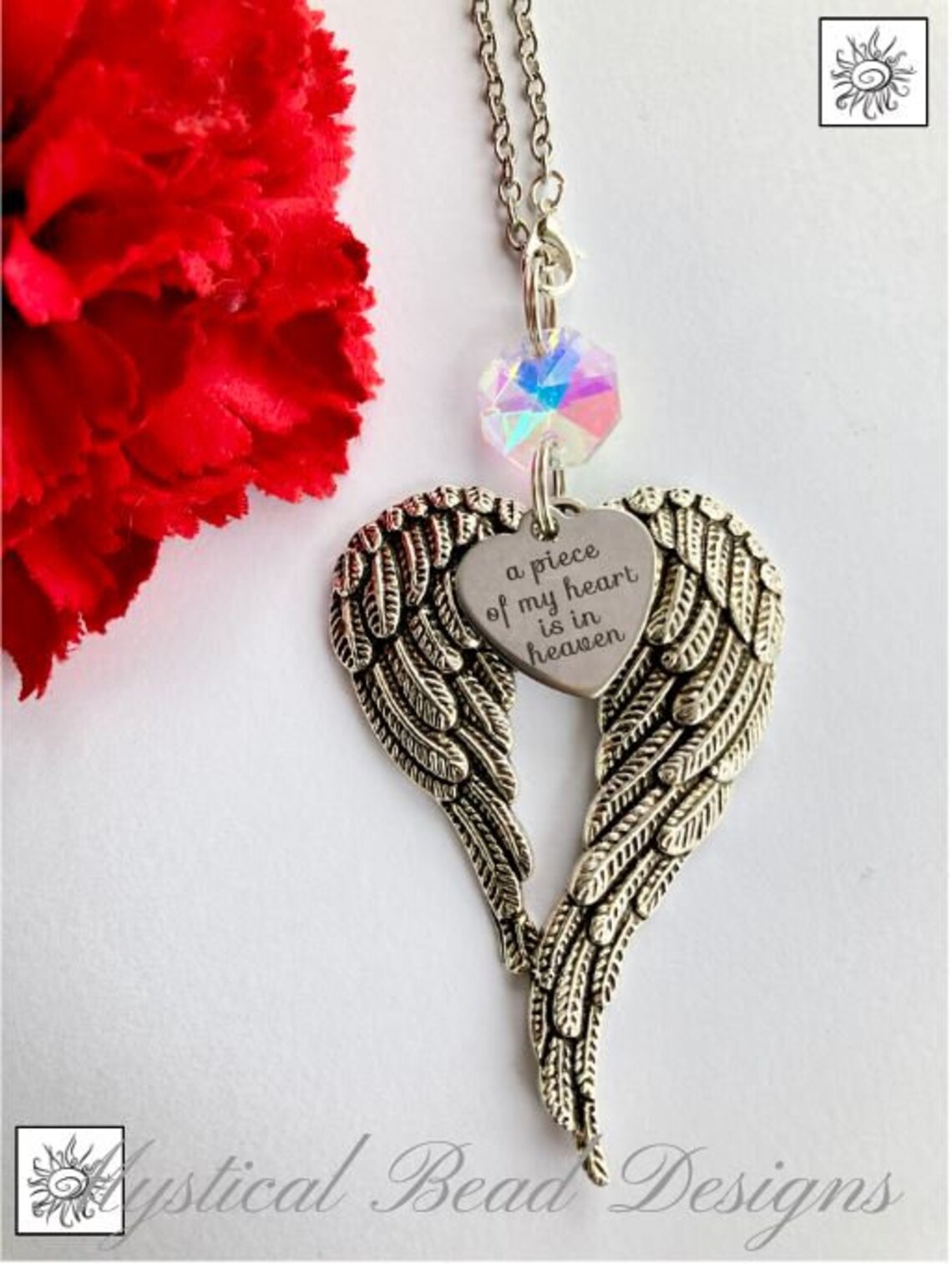 My Heart is in Heaven Memorial Suncatcher Guardian Angel Wings - Etsy