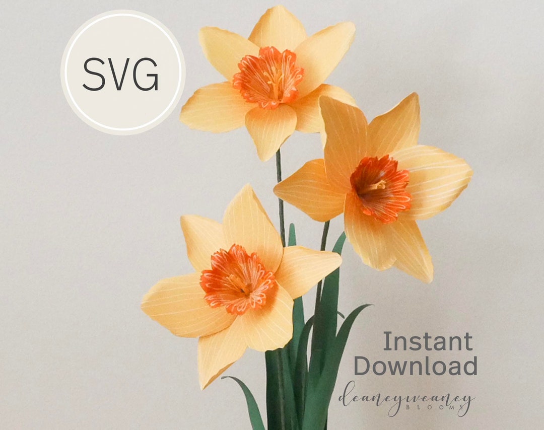 DIY Paper Daffodil Digital Template, Paper Daffodils, SVG Template for ...