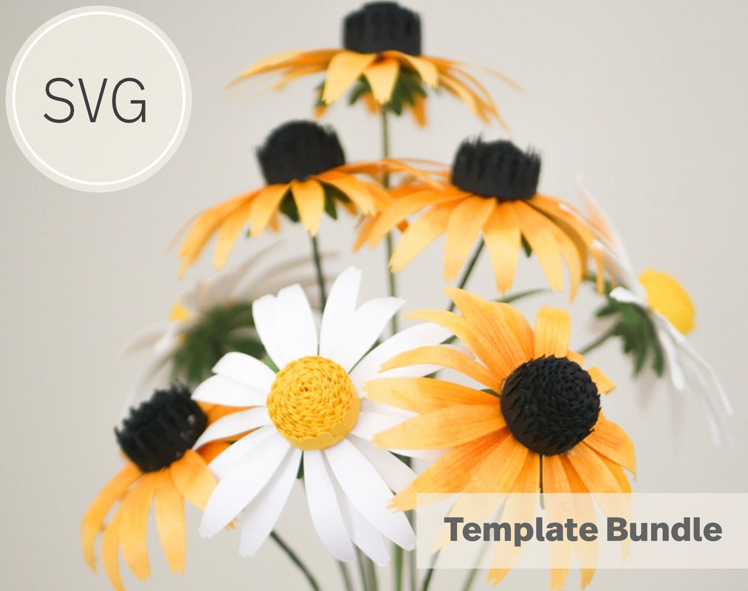 Black Eyed Susan Paper Flower Template: DIY Bouquet SVG Bundle - Etsy