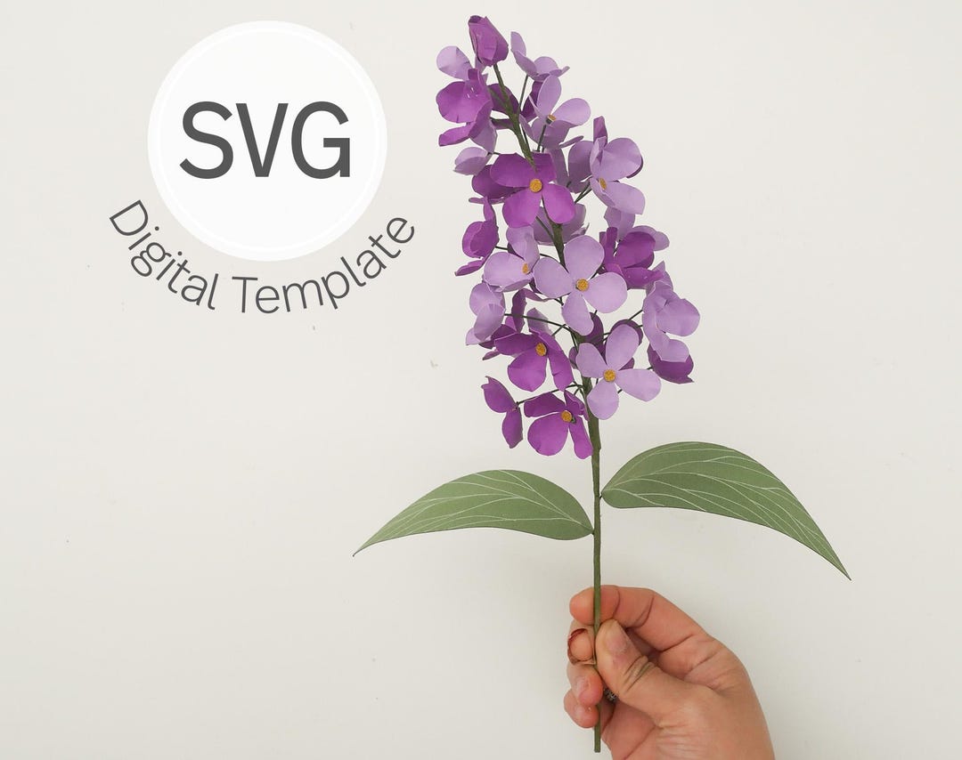 Paper Lilac SVG Template for Cricut & Silhouette | DIY Paper Flowers ...