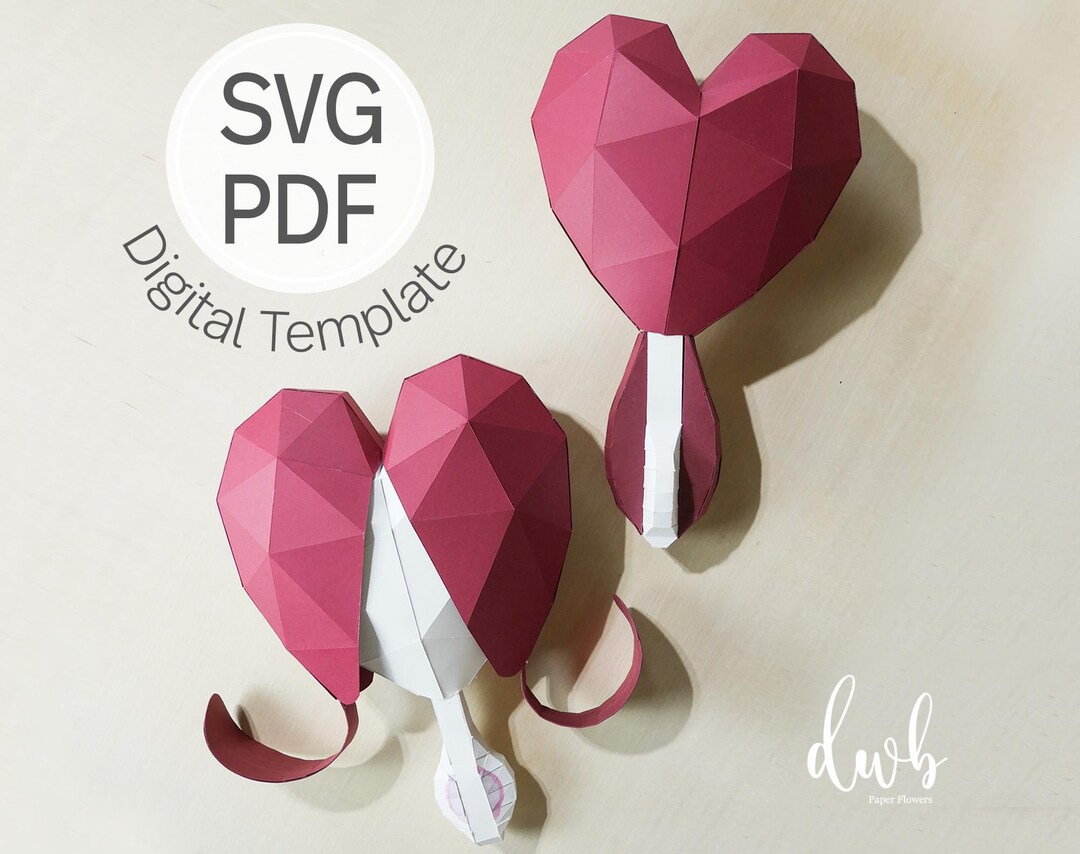 Giant Paper Bleeding Heart Template: SVG & PDF (digital Download) - Etsy