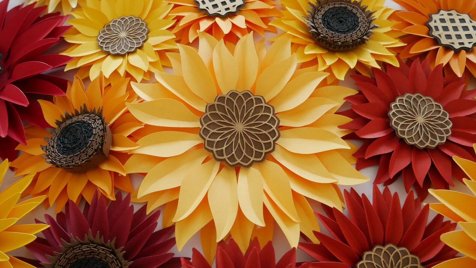 6 Inches Paper Sunflower Template SVG DXF & PDF Convert to - Etsy