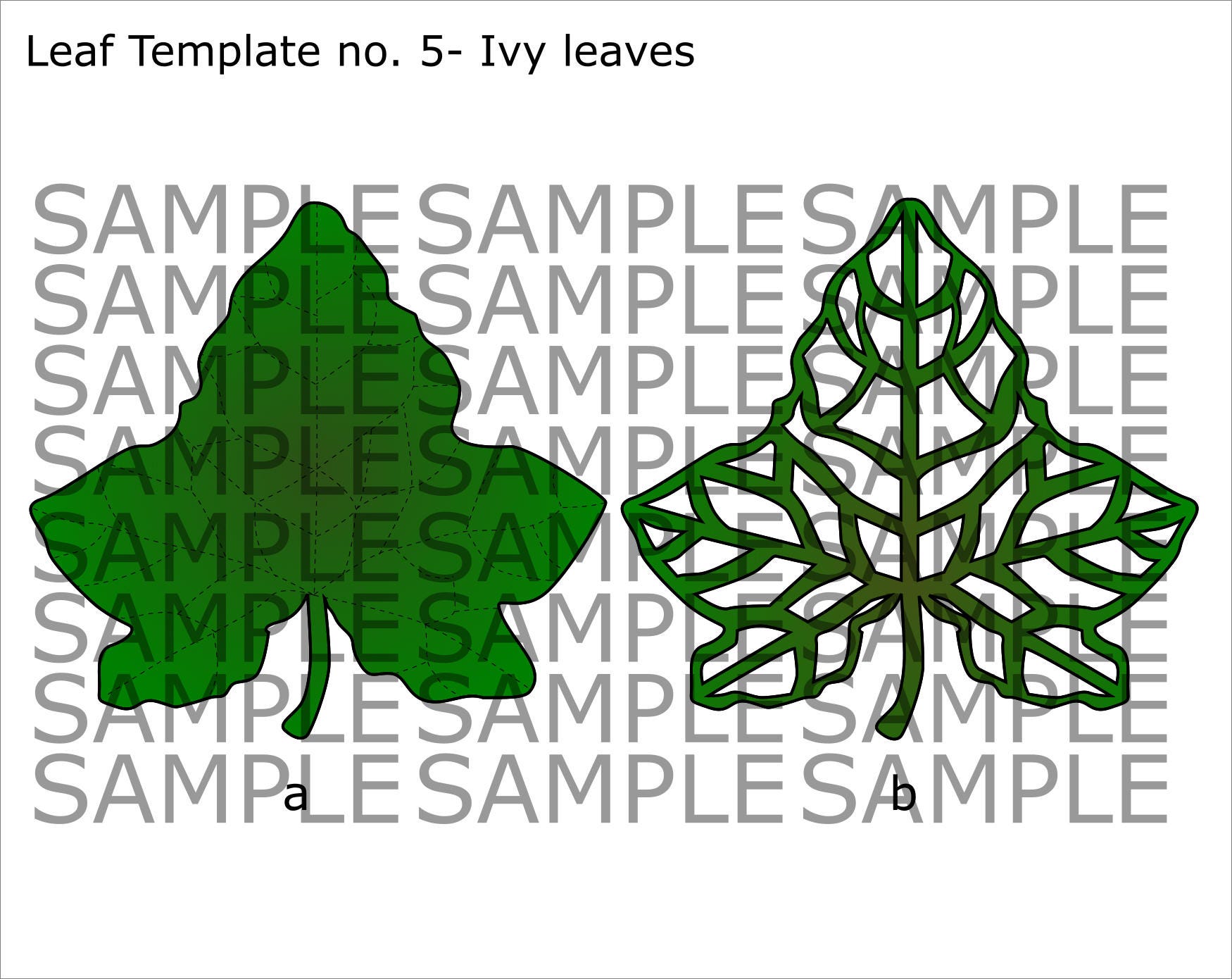 SVG DXF and PDF Printable Digital Leaf Template 5 Ivy | Etsy