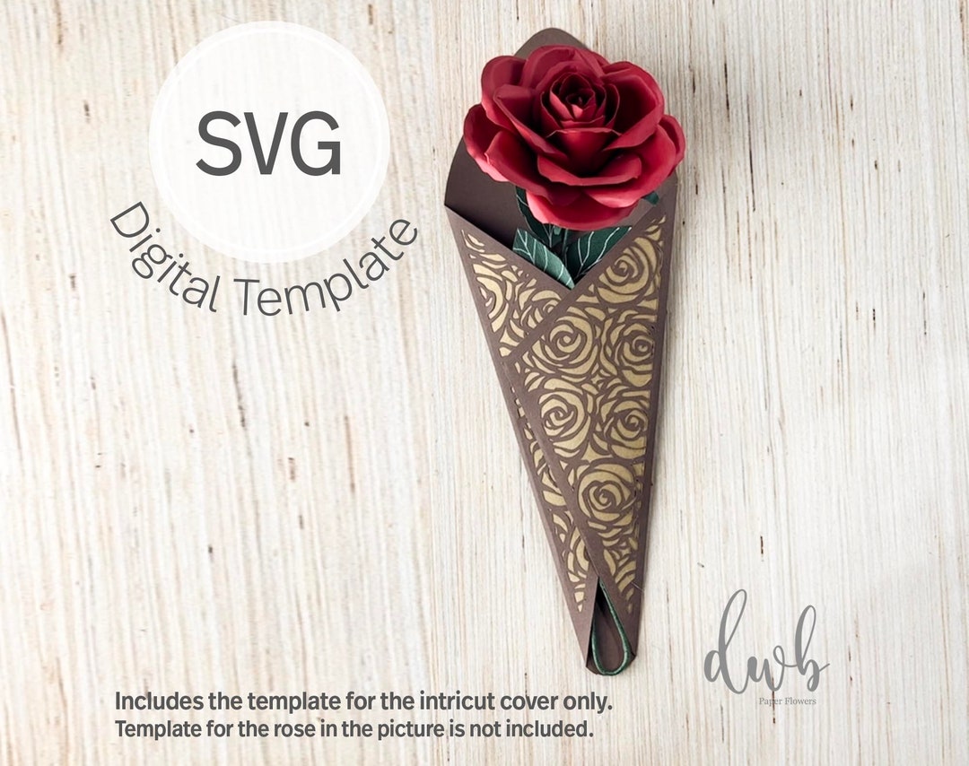 Flat Paper Cone Bouquet Cover With Intricate Cuts, Digital SVG Template ...