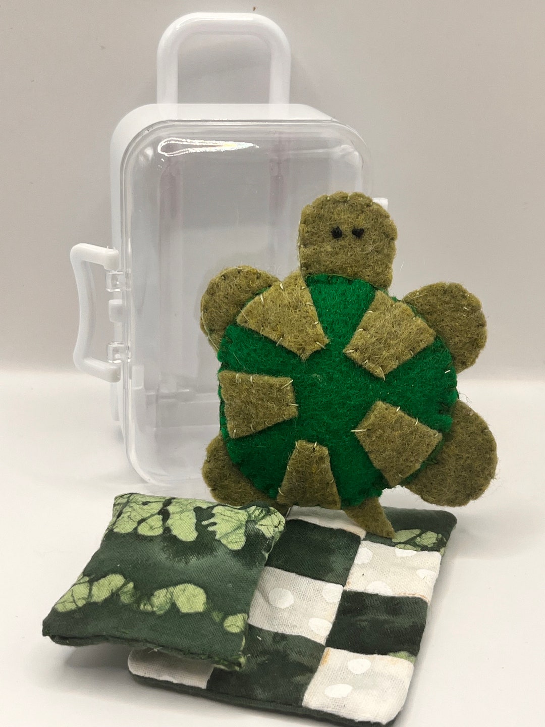 Felt Turtle With Mini Plastic Suitcase, Quilt and Pillow - Etsy