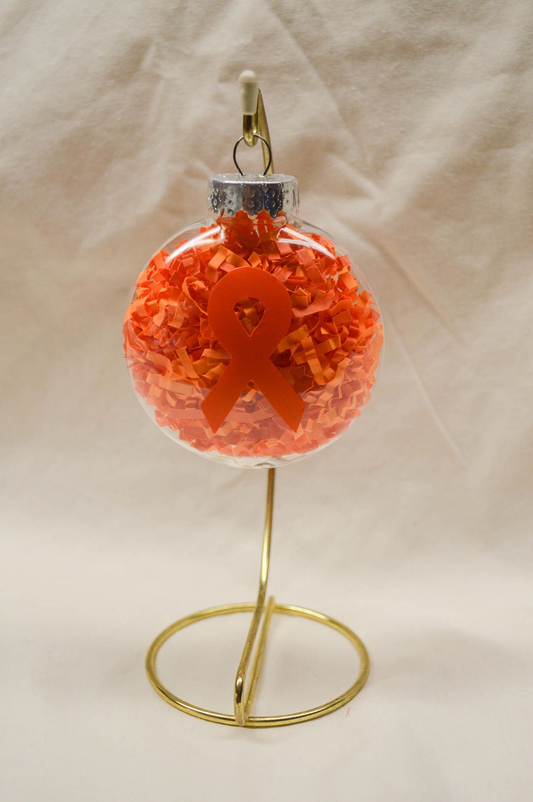 Orange Awareness Ribbon Christmas Ornament for Leukemia, Kidney Cancer ...
