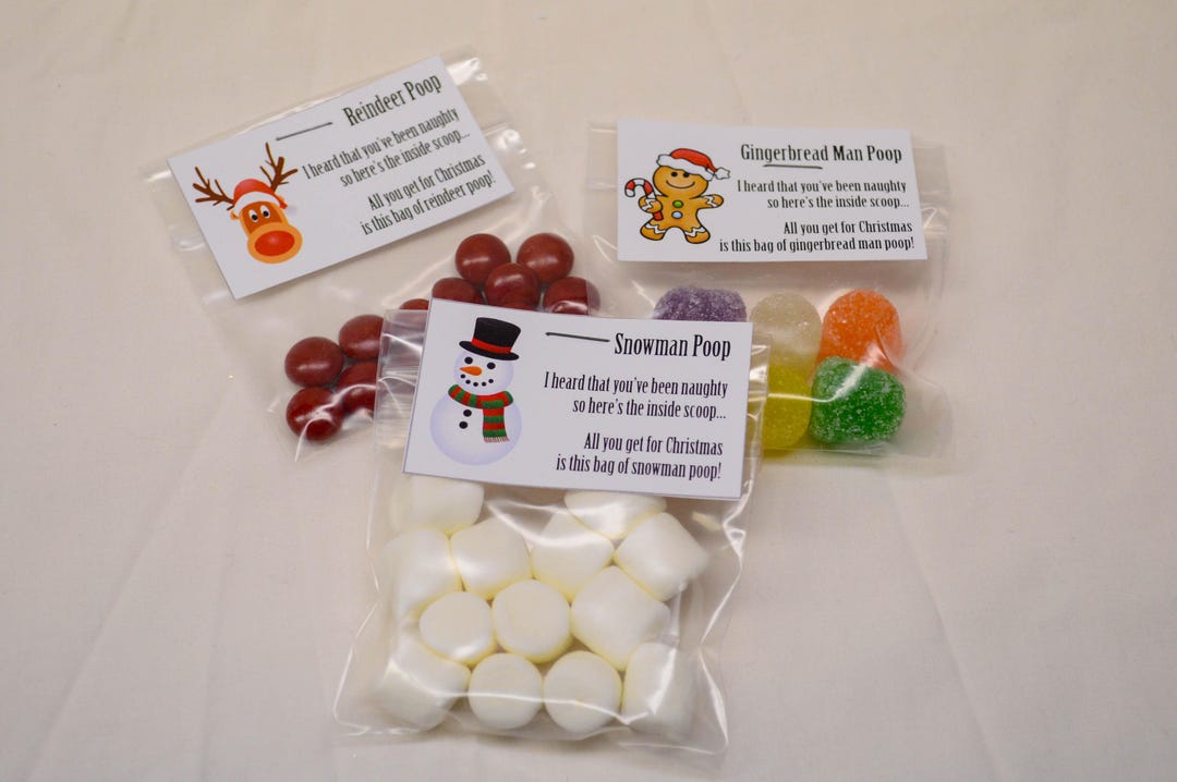 Snowman Poop, Reindeer Poop, Gingerbread Man Poop TAGS & BAGS ONLY ...