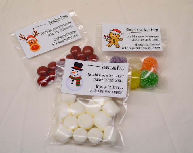 Snowman Poop, Reindeer Poop, Gingerbread Man Poop TAGS & BAGS ONLY ...