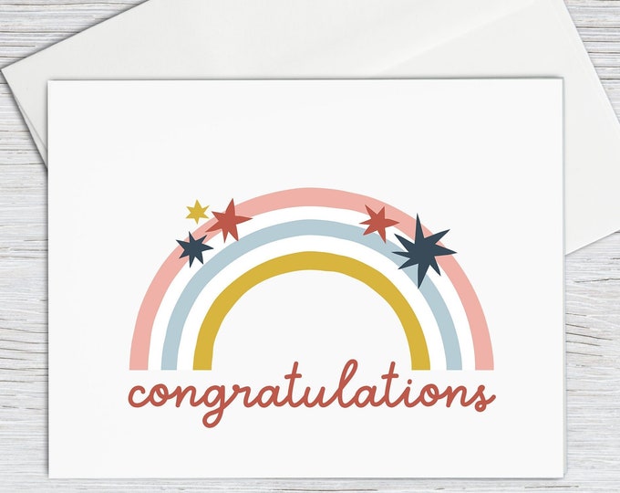 Congratulations Card, Rainbow Baby Card, Printable Digital Download, A2 ...