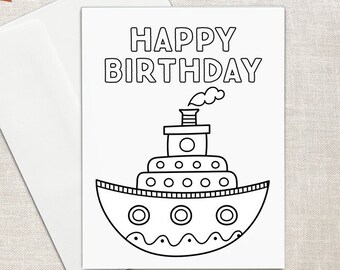 Printable Boat Coloring - Etsy