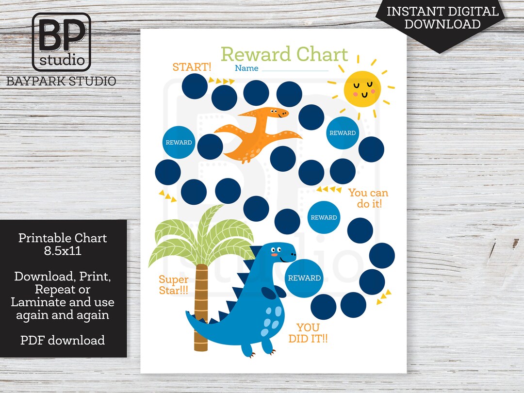 Kids Reward Chart, Dinosaur Children's Sticker Chart, Pottery Training ...