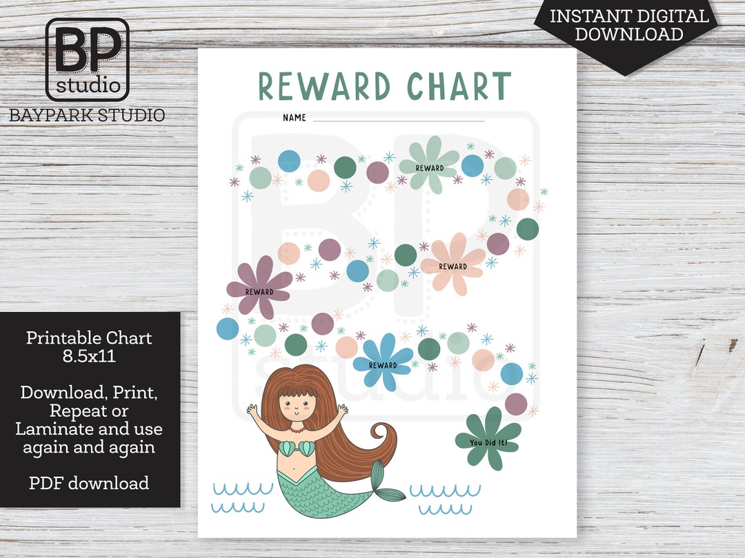 Kids Reward Chart, Mermaid Children's Sticker Chart, Pottery Training ...