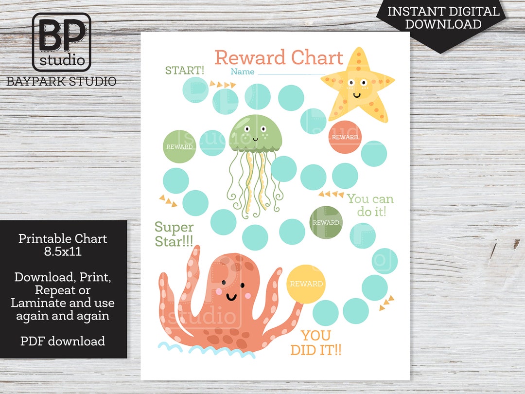 Kids Reward Chart, Under the Sea Children's Sticker Chart, Pottery ...