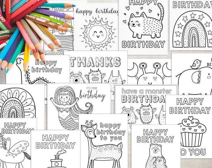Coloring Birthday Cards 16 Printable Cards Toddler Birthday Card ...