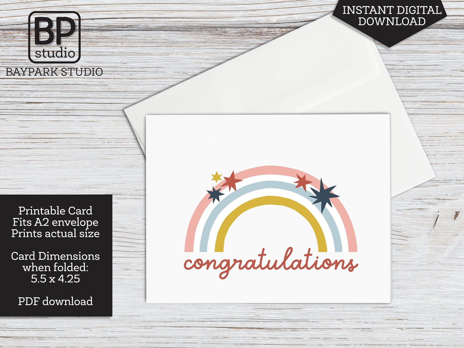Congratulations Card Rainbow Baby Card Printable Digital | Etsy
