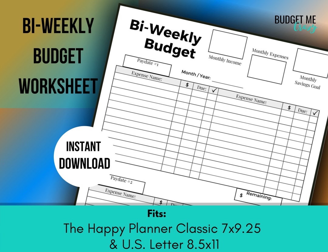 Bi-weekly Budget Worksheet, Digital Budget Template, Goodnotes, PDF - Etsy