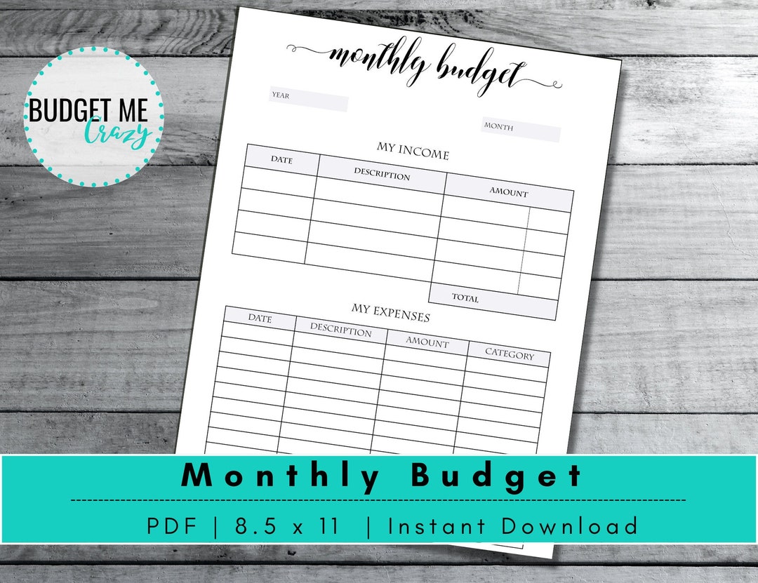 Monthly Budget Digital Template, Budget Tracker Printable, Paycheck ...
