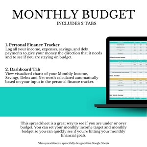 Monthly Budget Spreadsheet, Google Sheets Budget Template, Personal ...