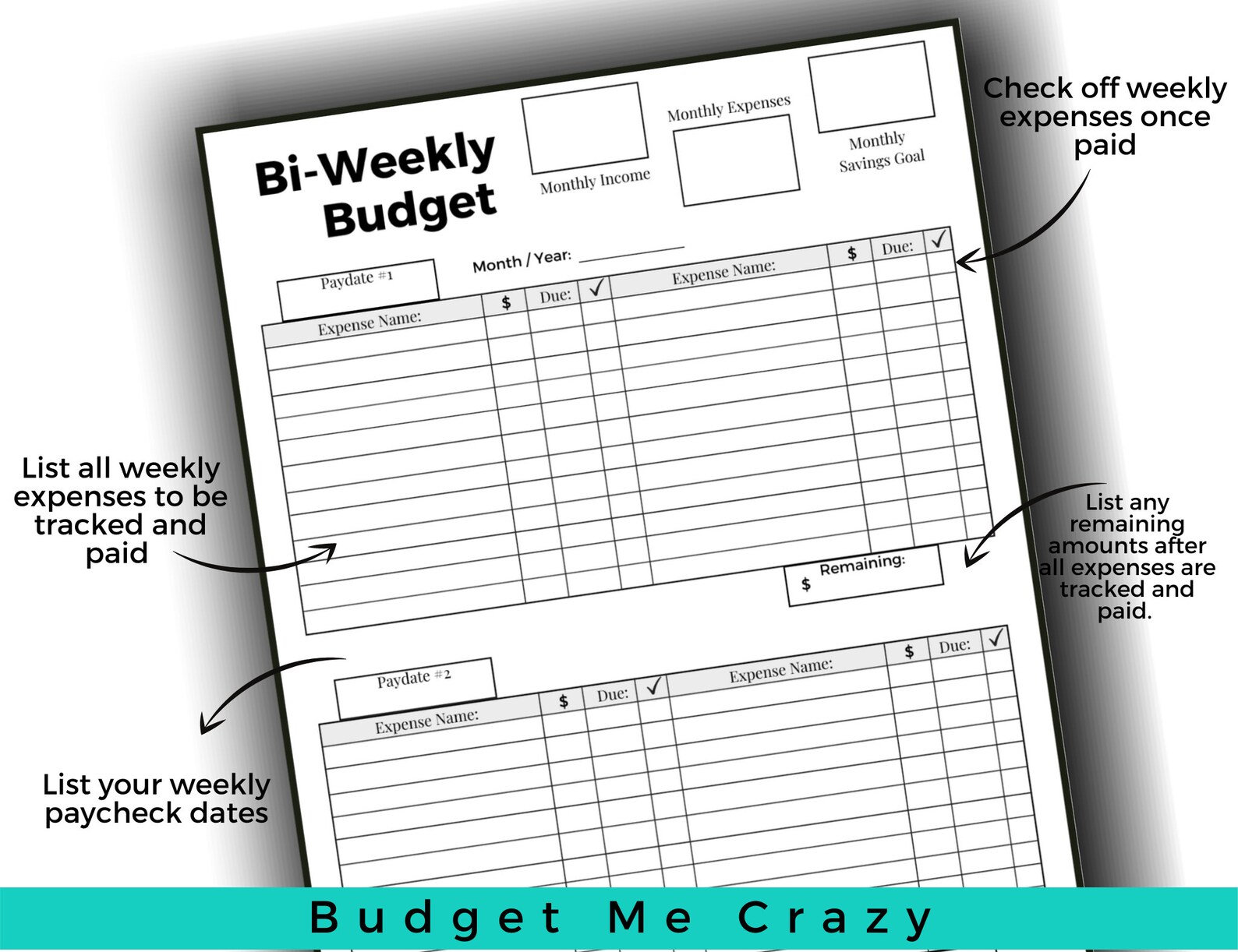 Bi-weekly Budget Worksheet, Digital Budget Template, Goodnotes, PDF - Etsy