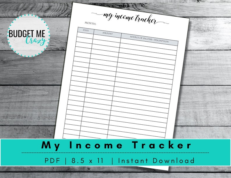 Digital Income Tracker, Personal/business Tracker, Printable Finance ...
