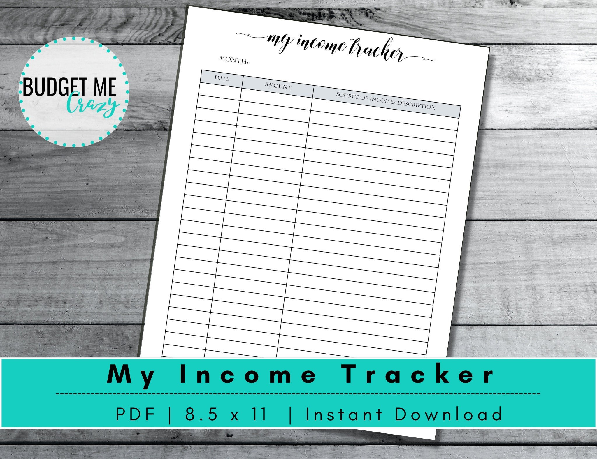Digital Income Tracker, Personal/business Tracker, Printable Finance ...